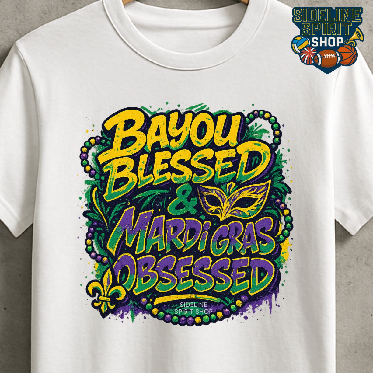 Bayou Blessed & Mardi Gras Obsessed Tee – Bold Beads & Mask Carnival ...